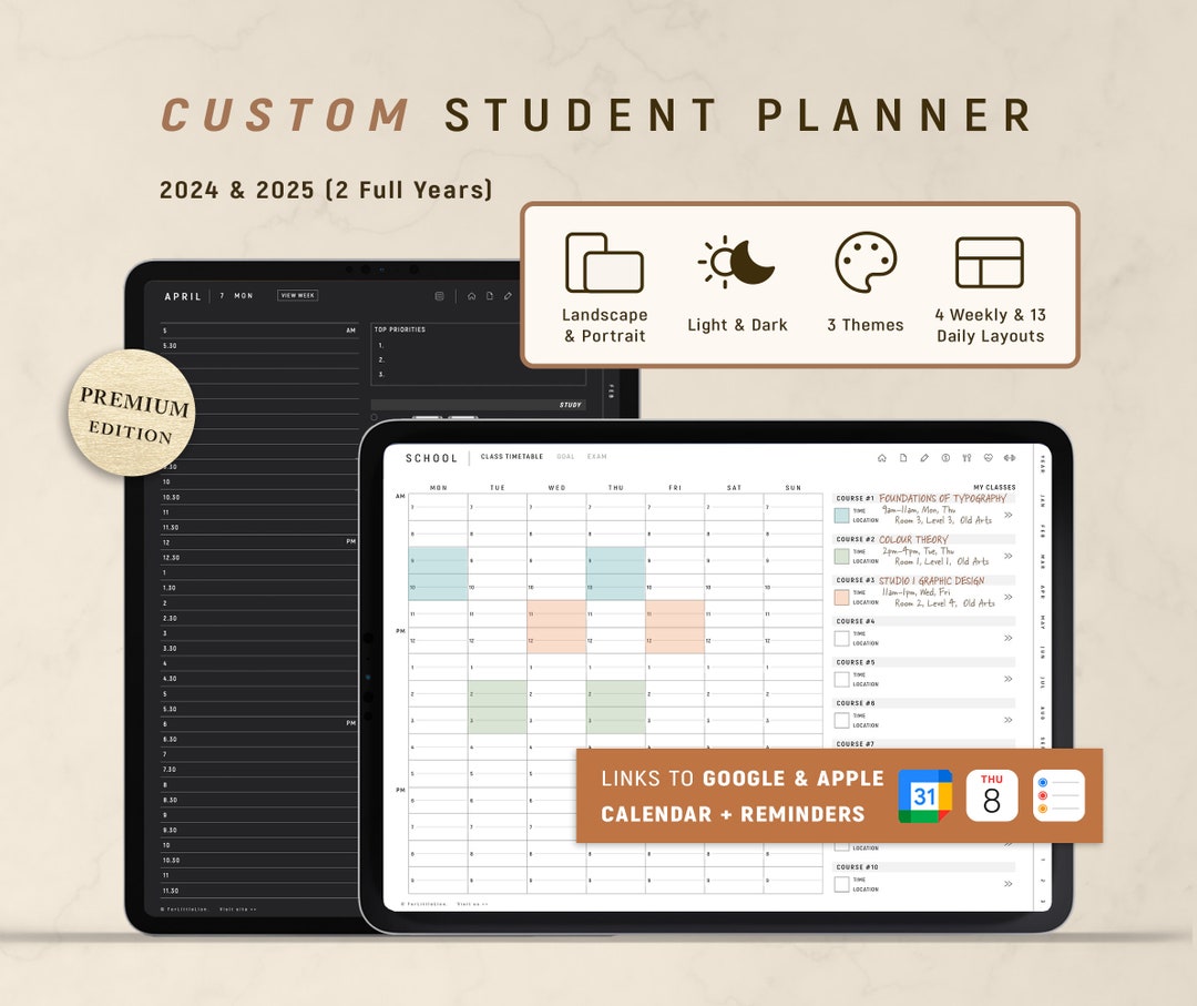 Student Planner 2024 2025, Digital Planner Goodnotes, Academic Planner ...