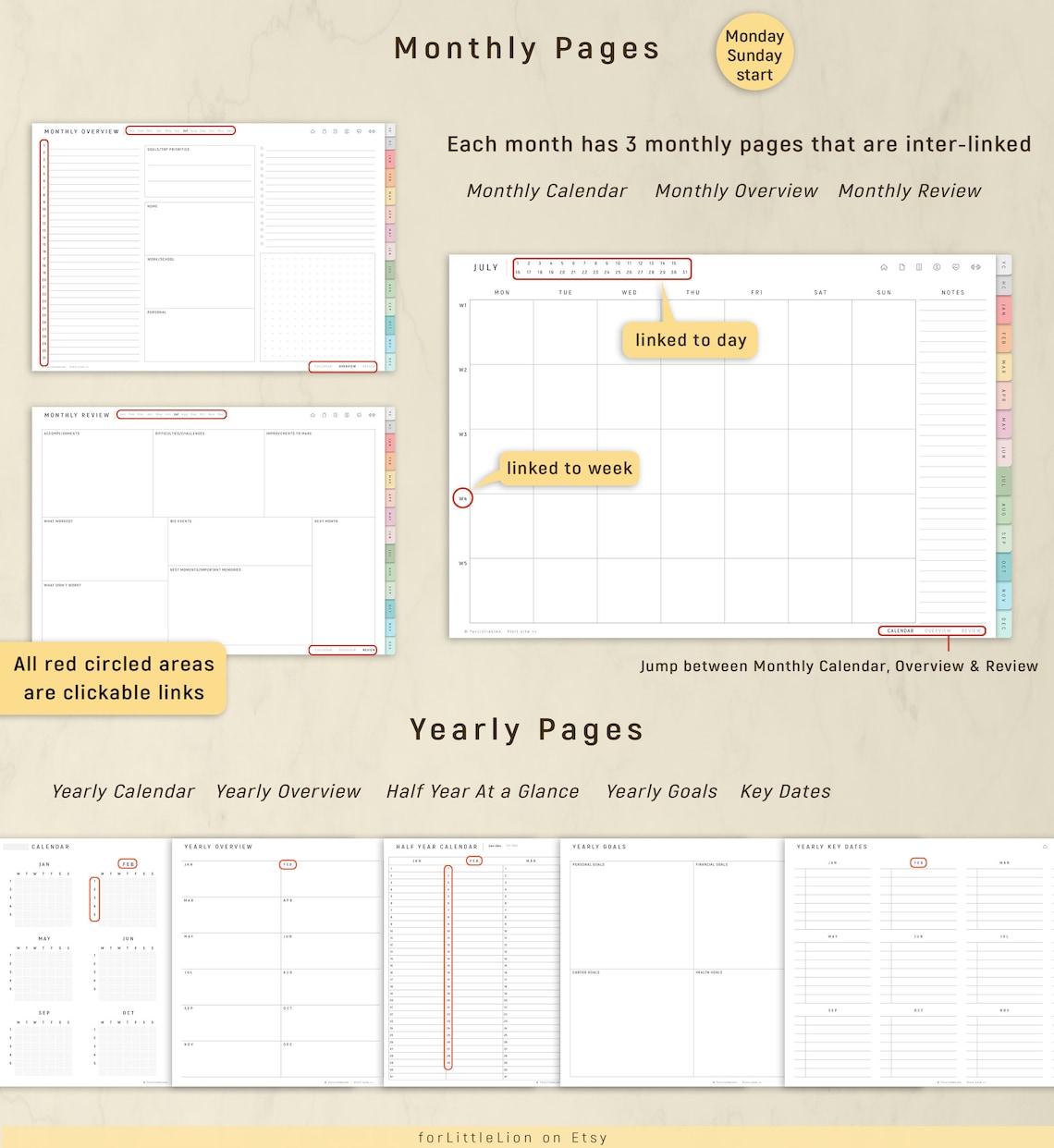Digital Planner Goodnotes Planner UNDATED REUSABLE Any Year - Etsy