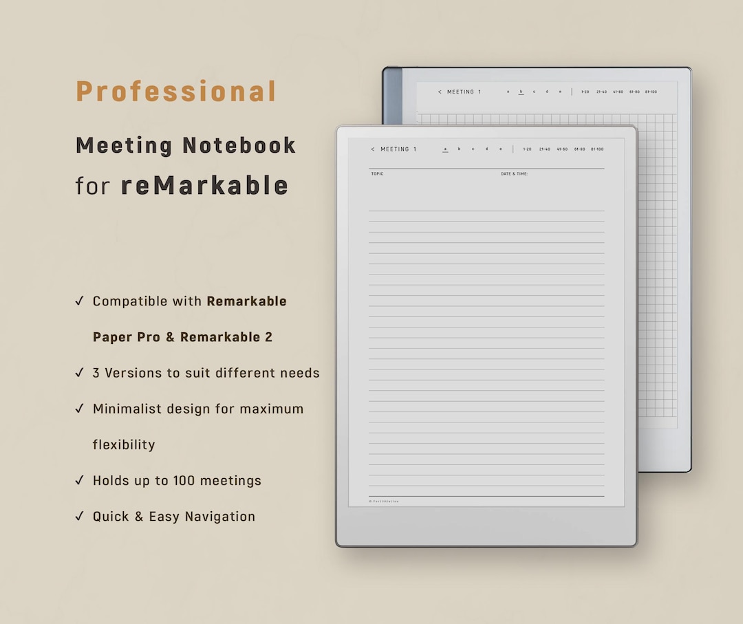 Meetings Notebook for Remarkable Paper Pro Professionals, Meeting Notes ...