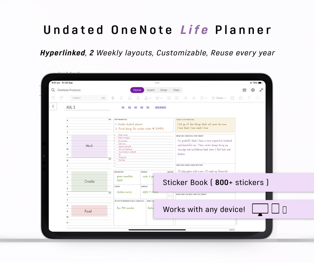Onenote Digital Planner UNDATED, One Note Planner Android - iPad ...