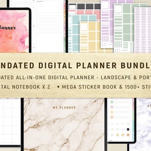 Undated Digital Planner Bundle Landscape & Portrait, iPad Planner ...