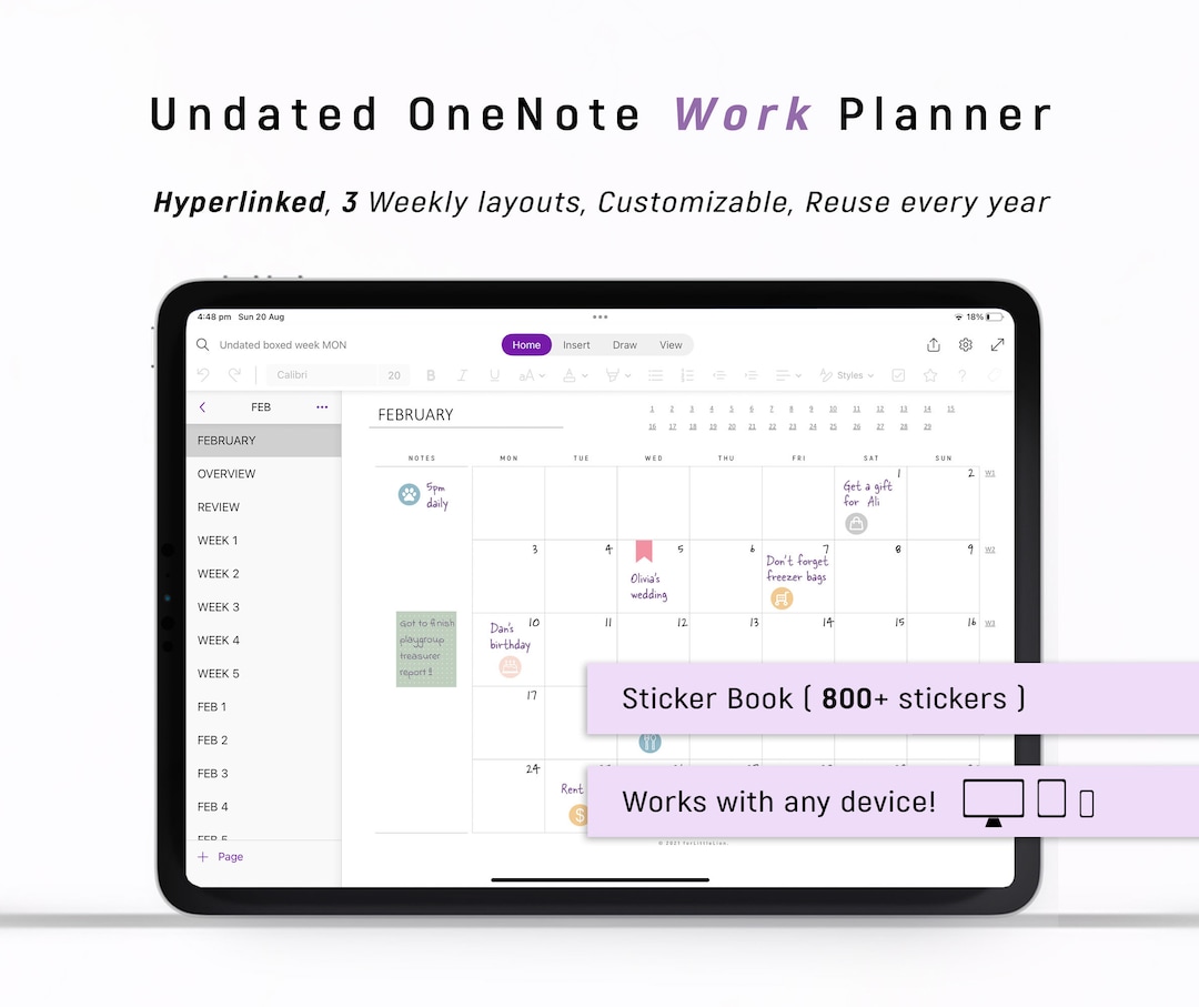 Onenote Digital Planner for Professionals, One Note Template for WORK ...