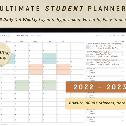 Digital STUDENT Planner School Goodnotes Planner Student - Etsy