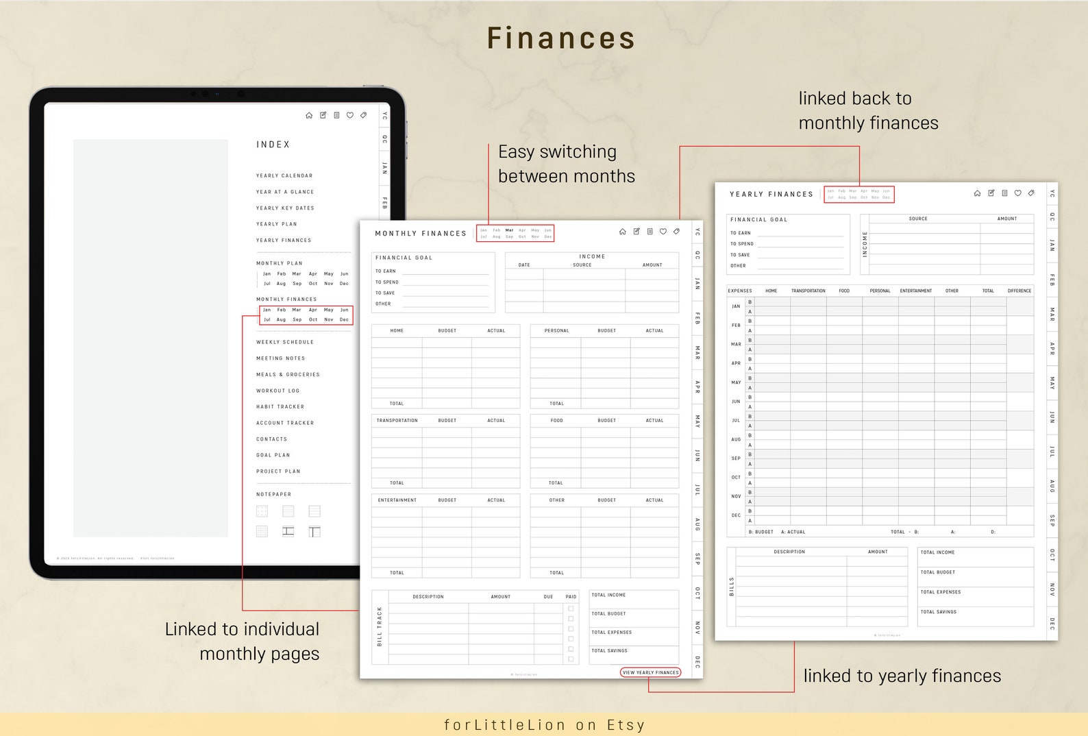 Undated Digital Planner for Goodnotes Notability, SIMPLE iPad Planner ...