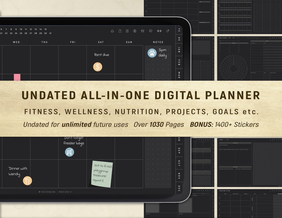 Digital Planner Goodnotes - DARK Mode - iPad Daily Planner, Notability ...
