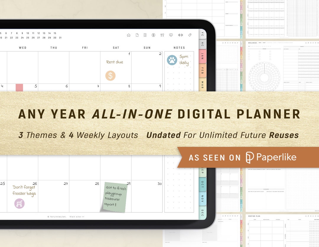 Digital Planner Goodnotes Planner UNDATED REUSABLE Any Year - Etsy Hong ...