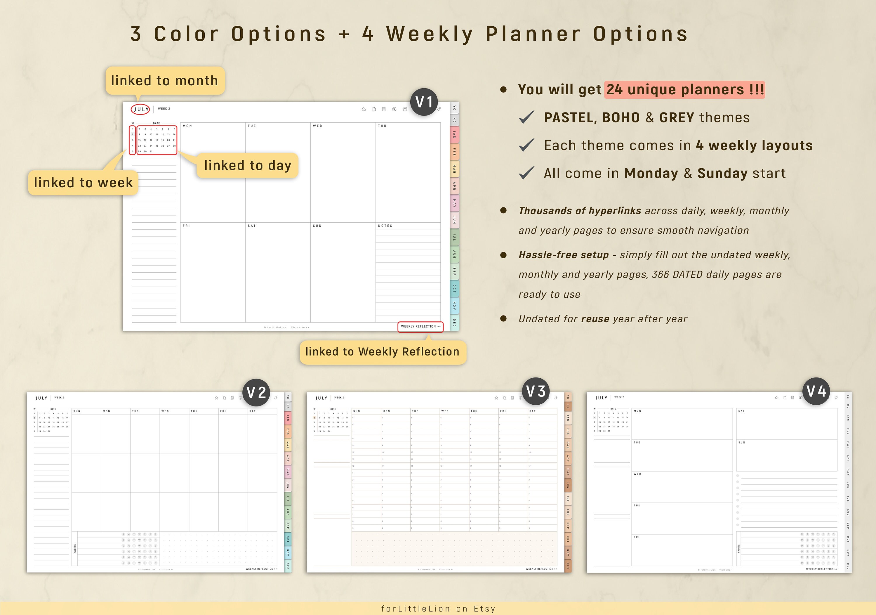 Digital Planner Goodnotes Planner UNDATED REUSABLE Any Year - Etsy ...