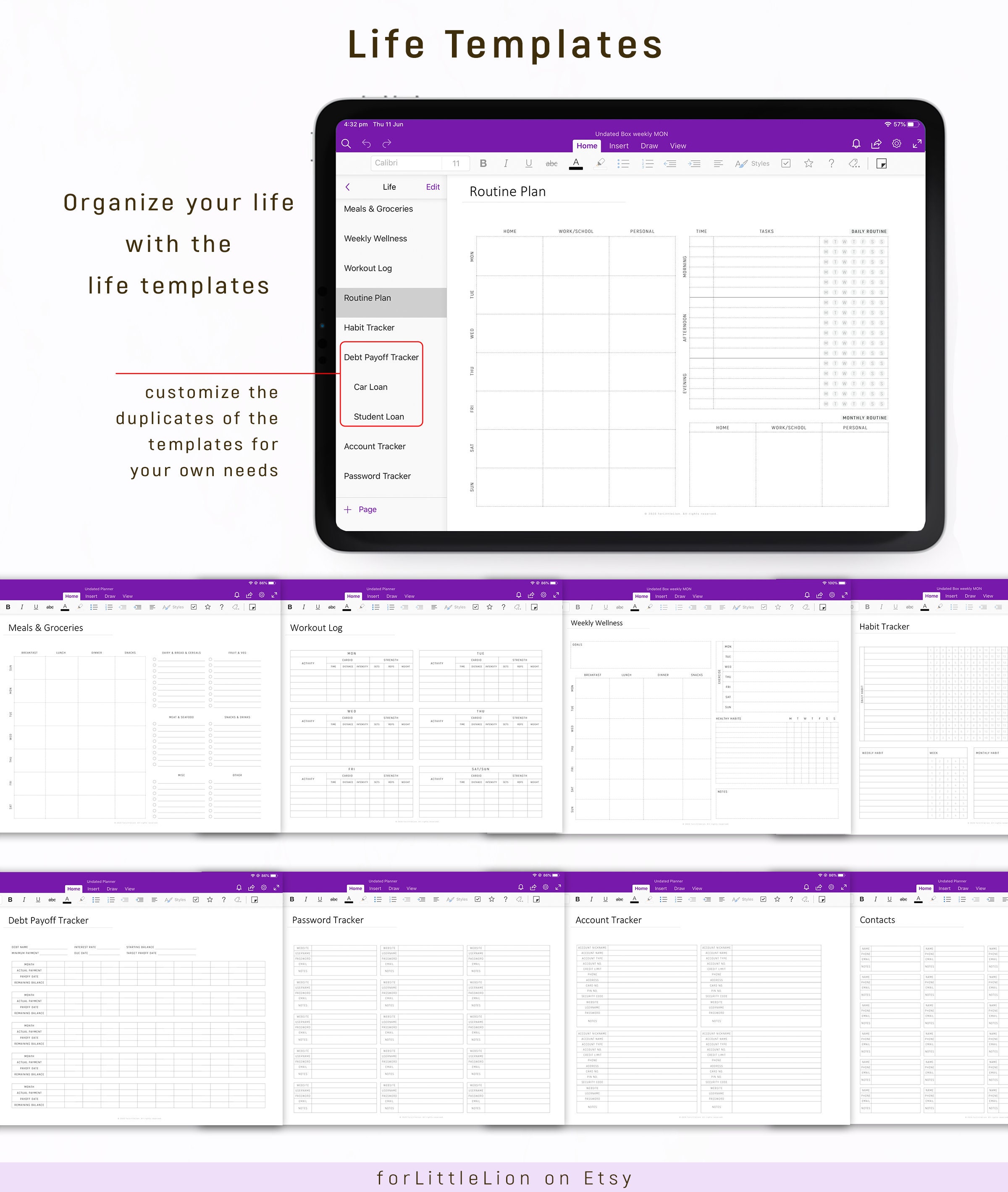 Digital Planner One Note UNDATED With HYPERLINKS Onenote - Etsy UK