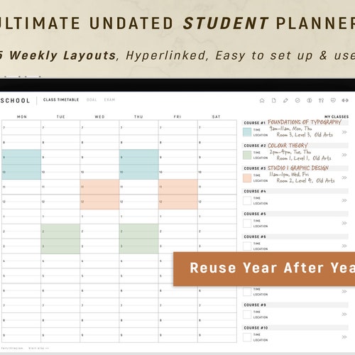 Undated Digital Planner for Goodnotes/notability Hyperlinked - Etsy