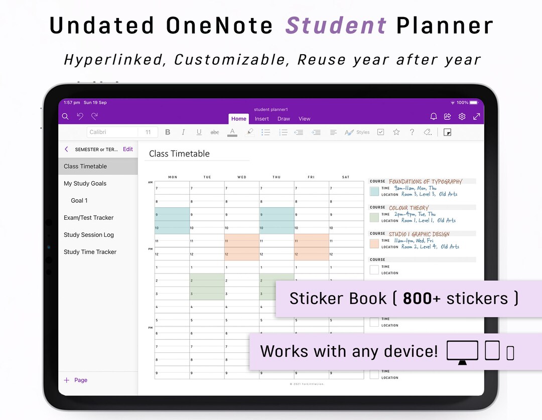 Onenote UNDATED STUDENT Planner Hyperlinked One Note Planner - Etsy