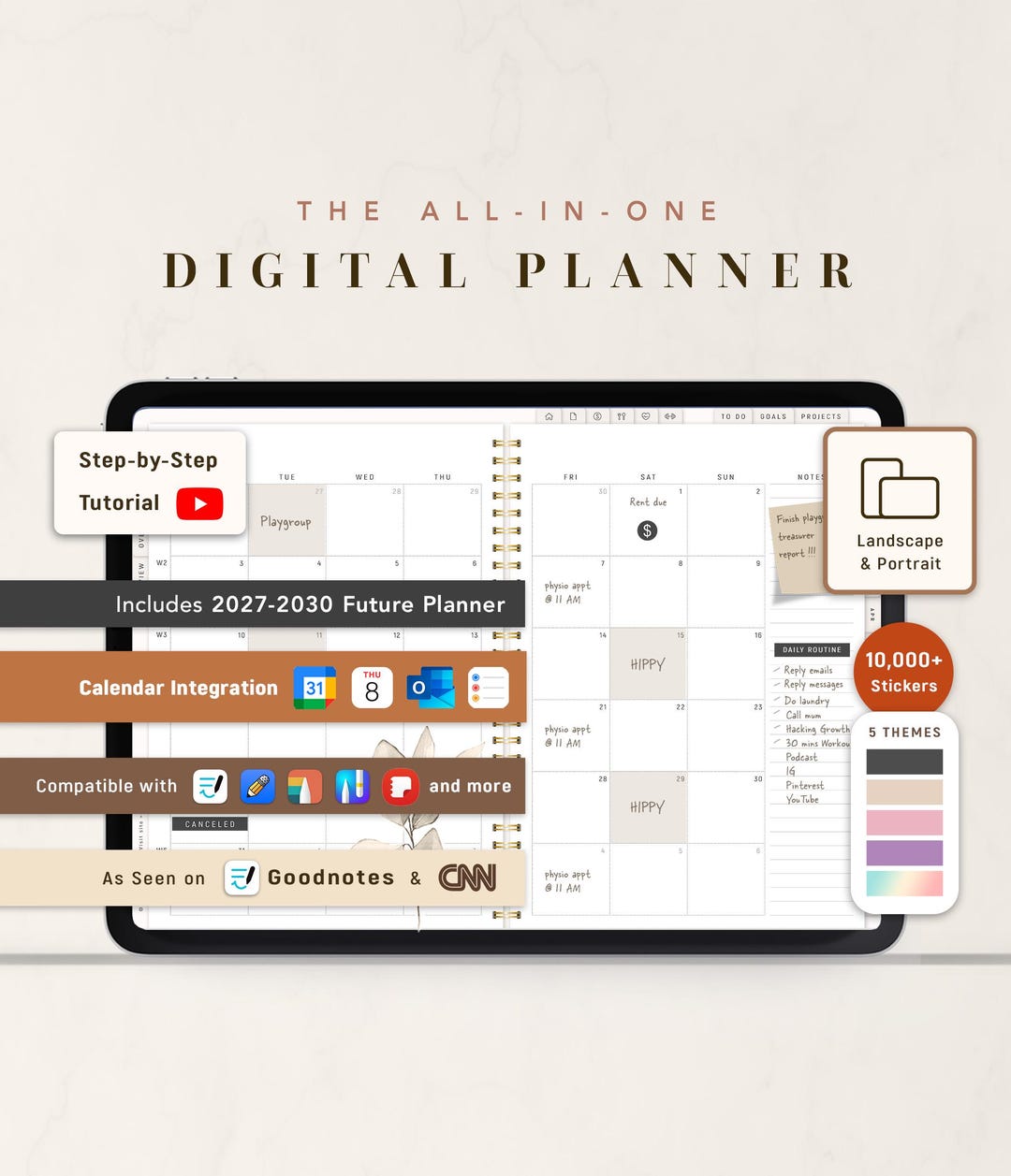 Custom Digital Planner 2026 2027 & Undated (2027–2030 Future Planner ...