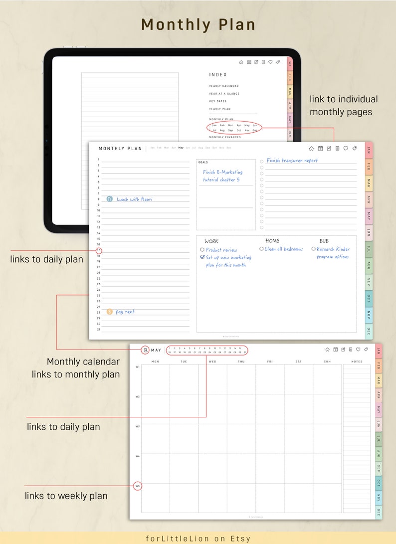 Undated Digital Planner for Goodnotes Notability SIMPLE - Etsy