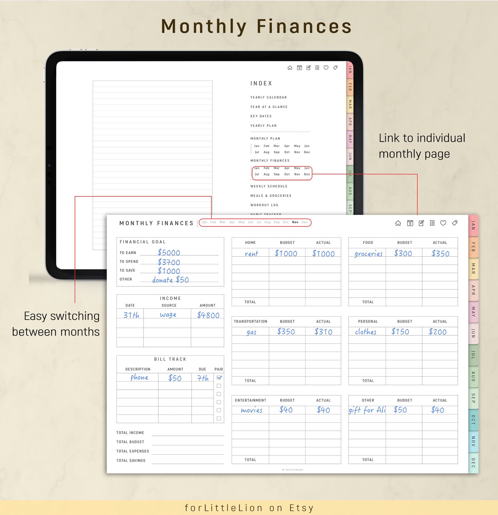 Undated Digital Planner for Goodnotes Notability, SIMPLE Digital ...