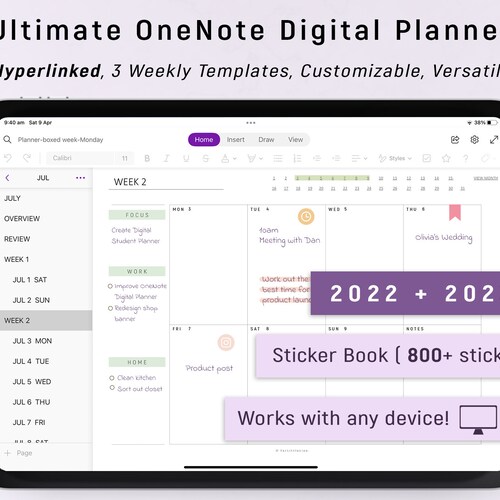 Onenote Digital Planner Digital Notebook One Note - Etsy
