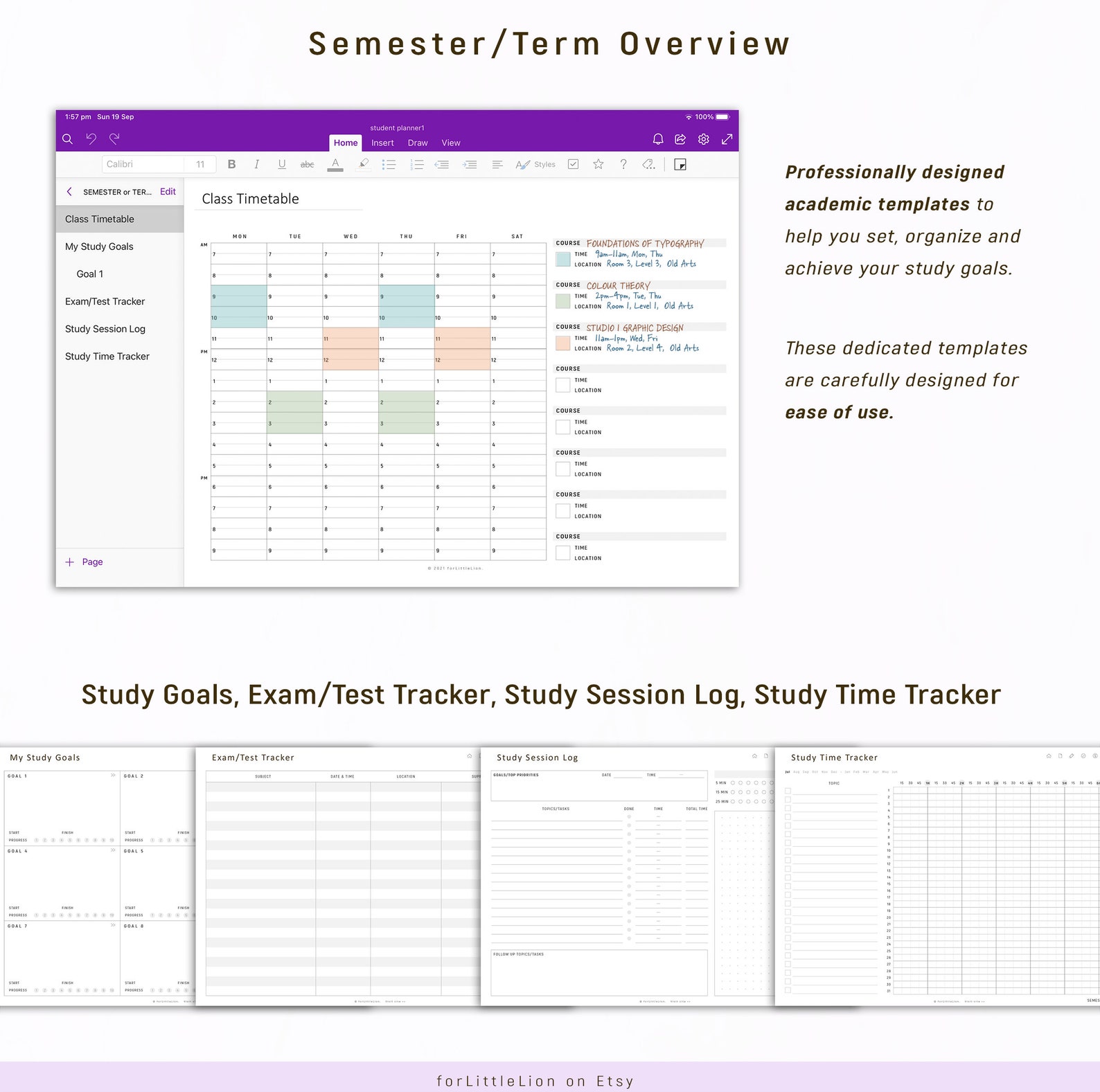 Onenote STUDENT Templates, One Note Academic Templates Android - iPad ...