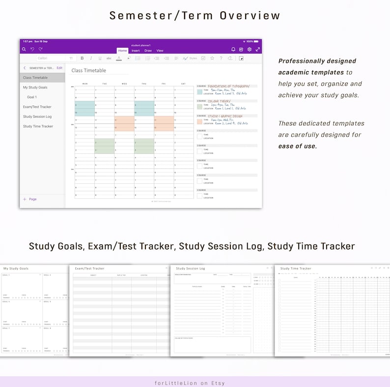 Onenote STUDENT Templates, One Note Academic Templates Android - iPad ...
