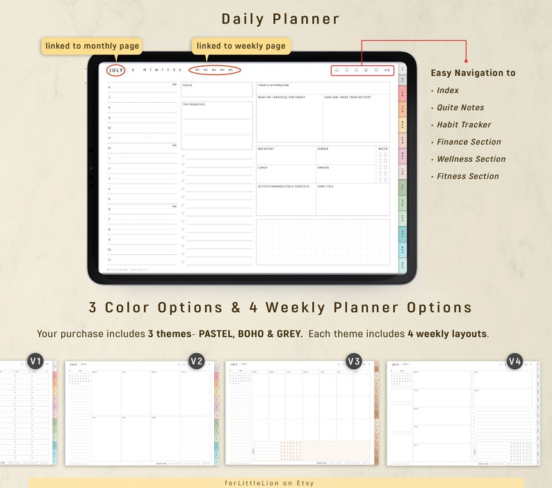 PREMIUM UNDATED Digital Planner Goodnotes Planner Ipad | Etsy