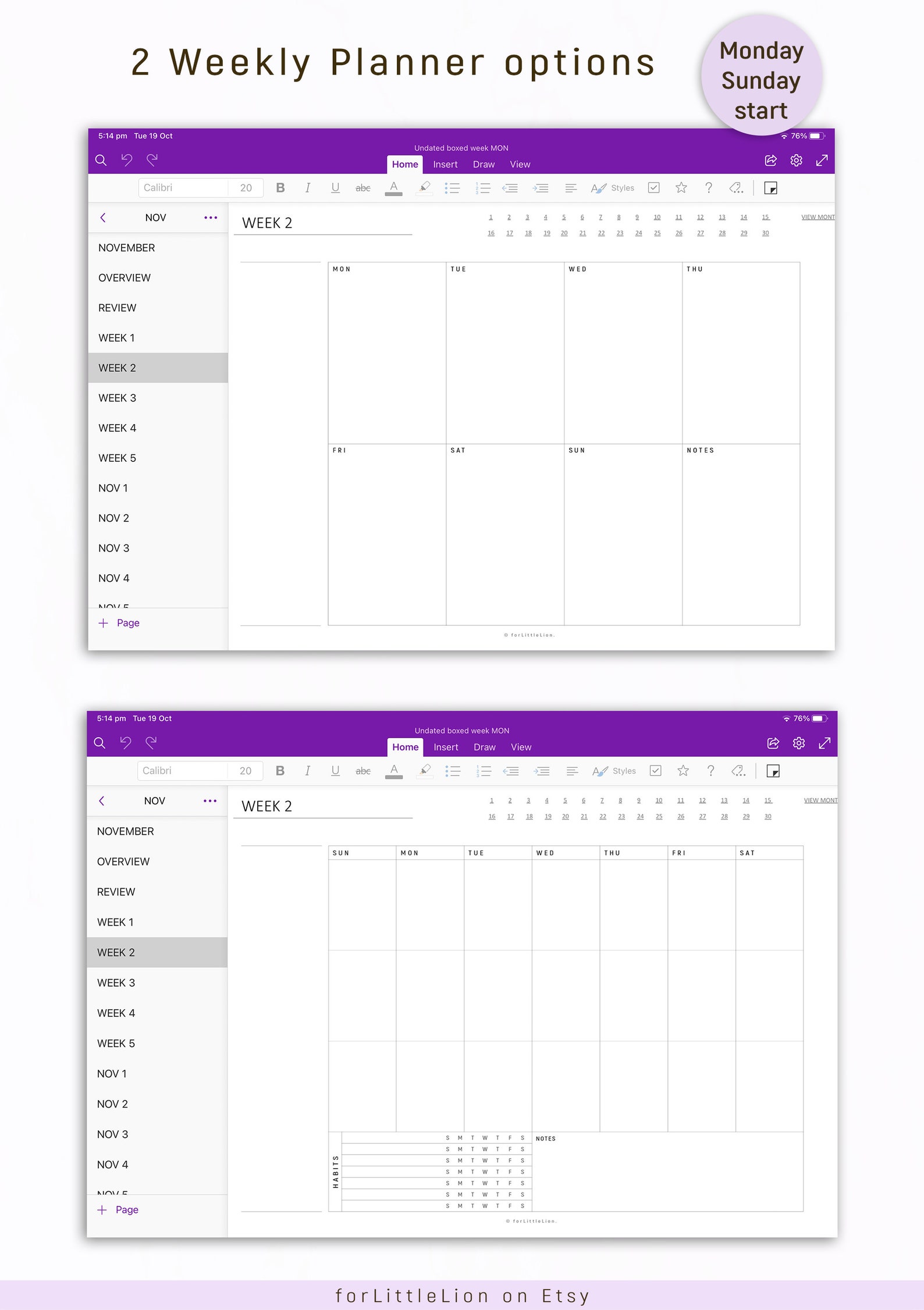 Onenote UNDATED STUDENT Planner, Hyperlinked One Note Planner Android ...