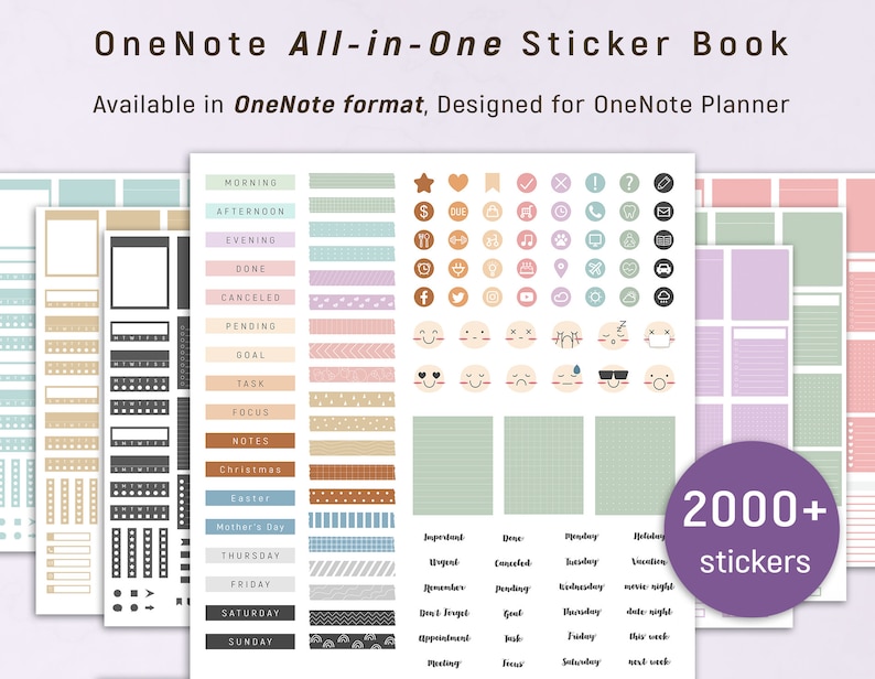 Onenote Stickers, Digital Stickers Onenote, One Note Stickers - Etsy