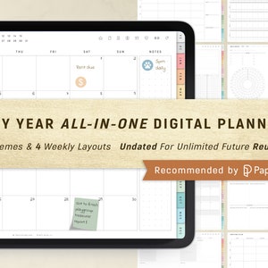 Digital Planner Goodnotes Planner UNDATED REUSABLE Any Year - Etsy