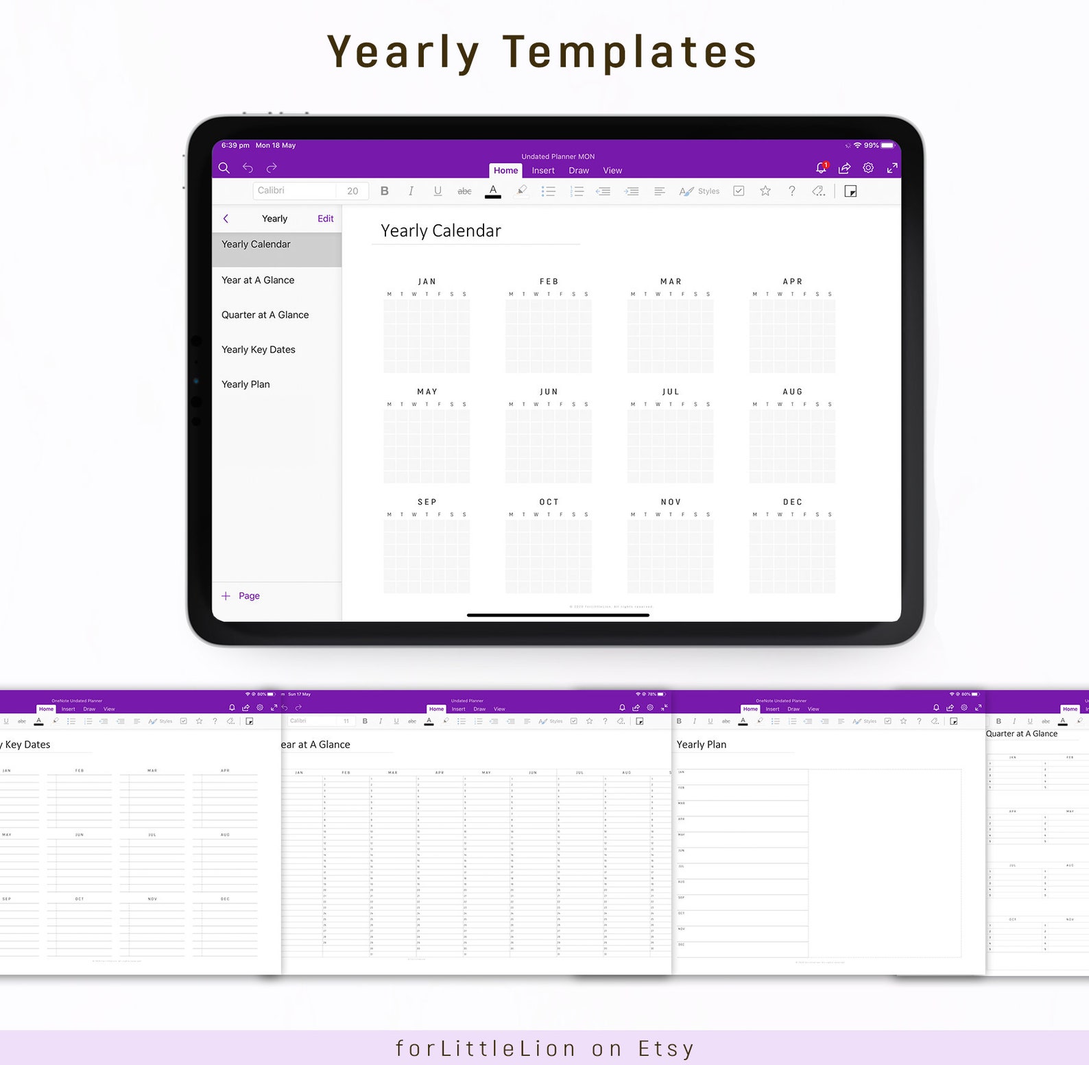 Digital Planner One Note UNDATED With HYPERLINKS Onenote | Etsy UK