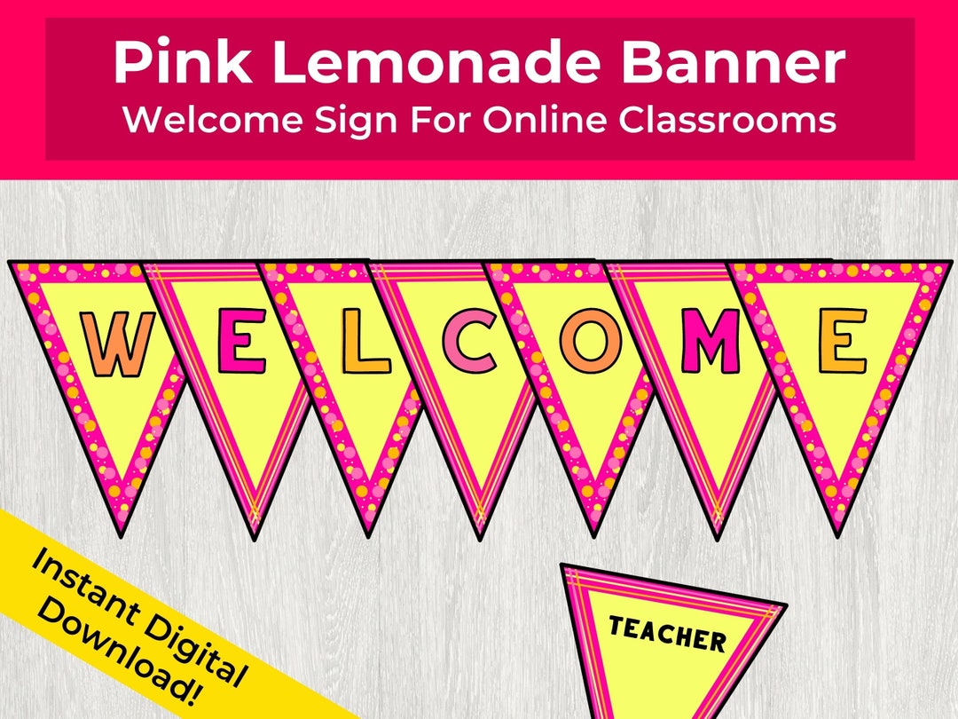 Pink and Yellow Banner Background for Online Teaching | Printable ...