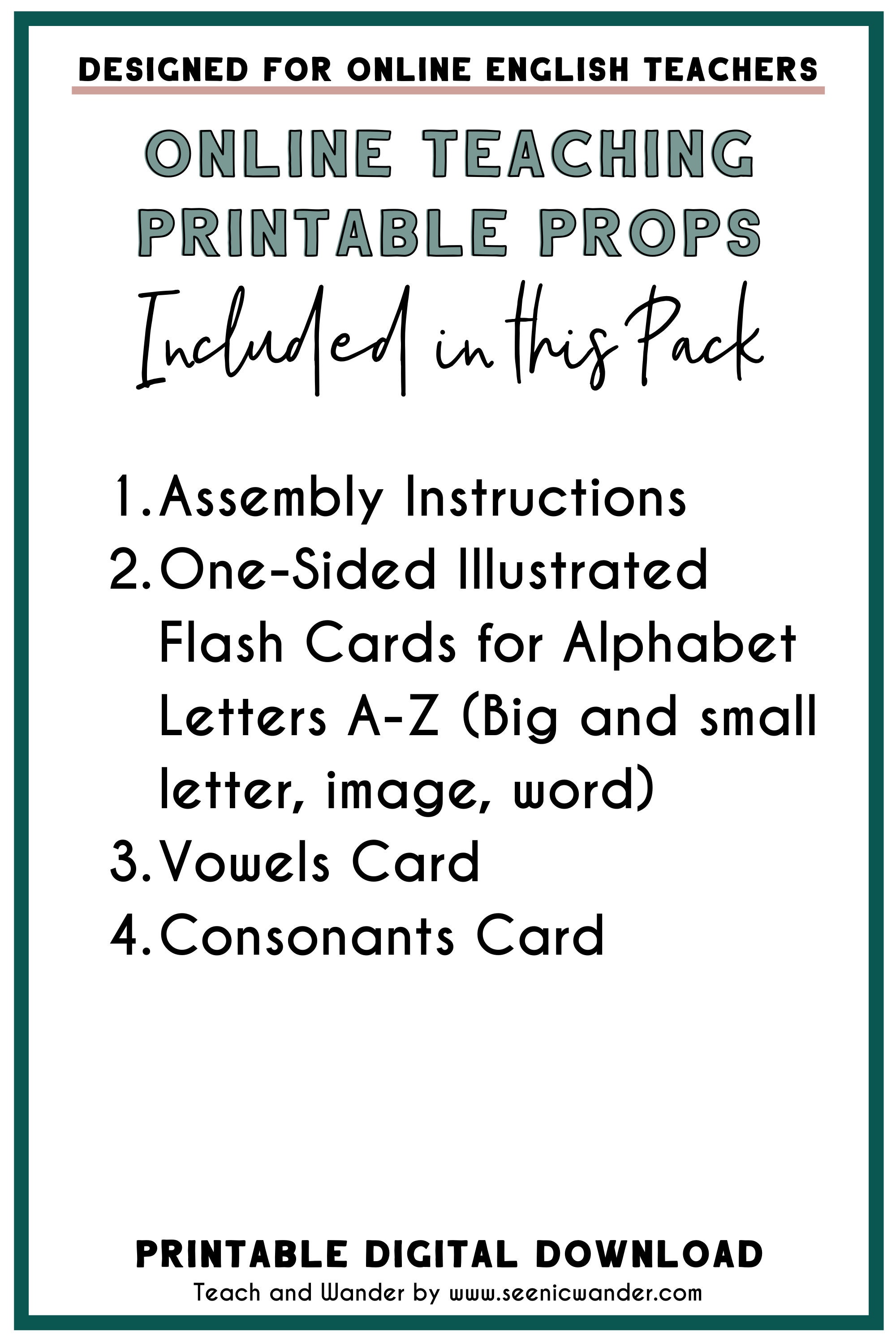 ESL Flash Cards for Teaching Online | Printable Digital Download ...