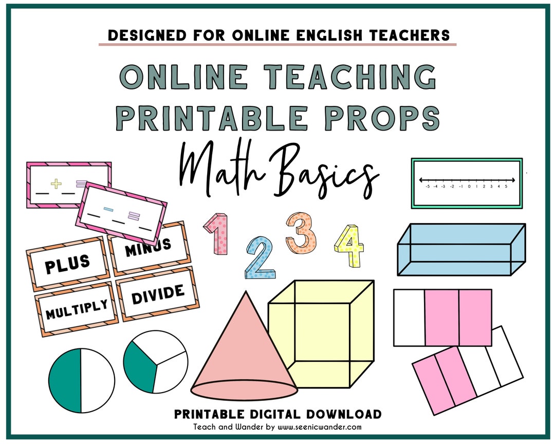Math Basics Printable Props for Online English Teachers | Teaching Math ...