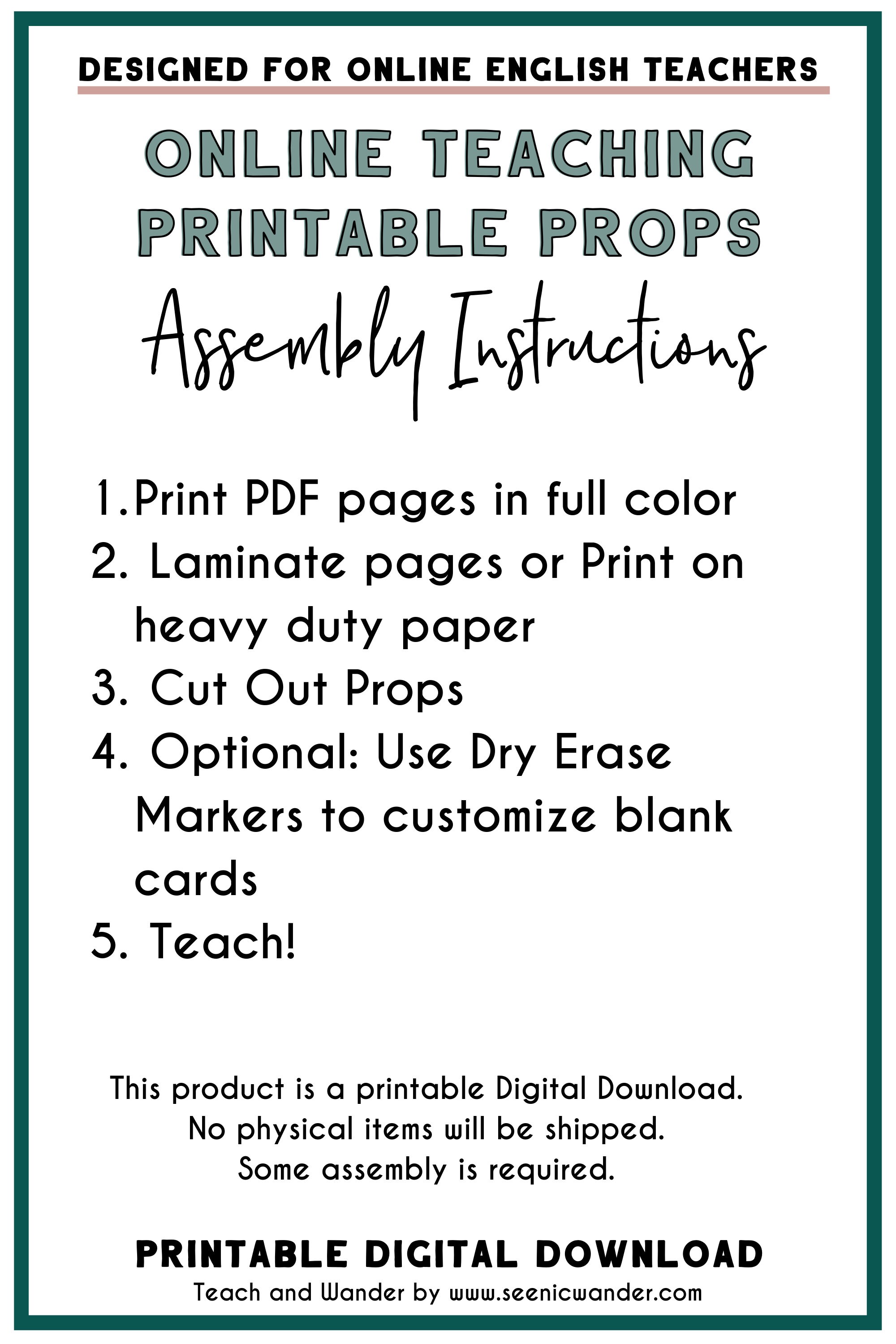 Math Basics Printable Props for Online English Teachers | Teaching Math ...