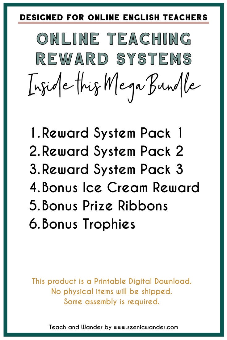 BUNDLE! 14 Online Teaching Reward Systems | Printable Rewards Systems ...