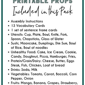 Food and Drink Props for Teaching English Online | Cute Food Printables ...