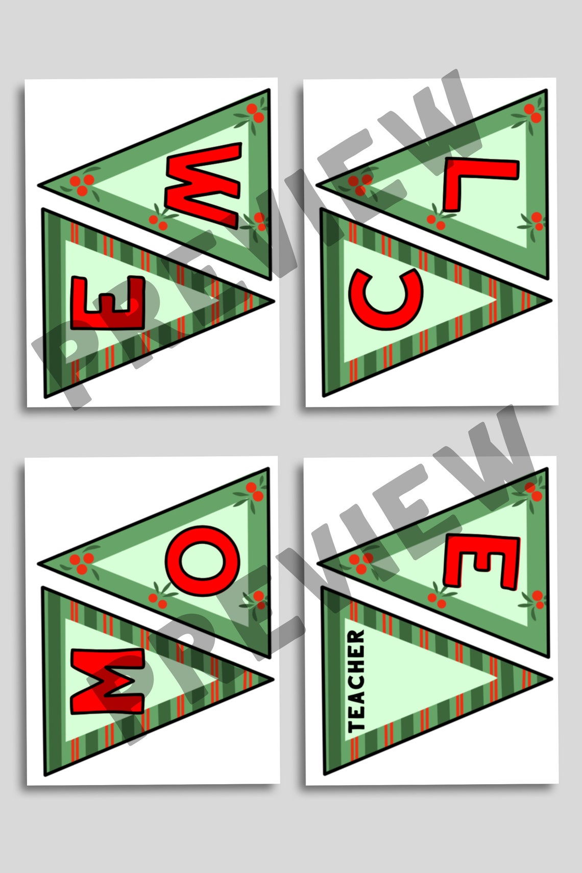 GREEN Holiday Classroom Welcome Banner | Online Classroom Background ...