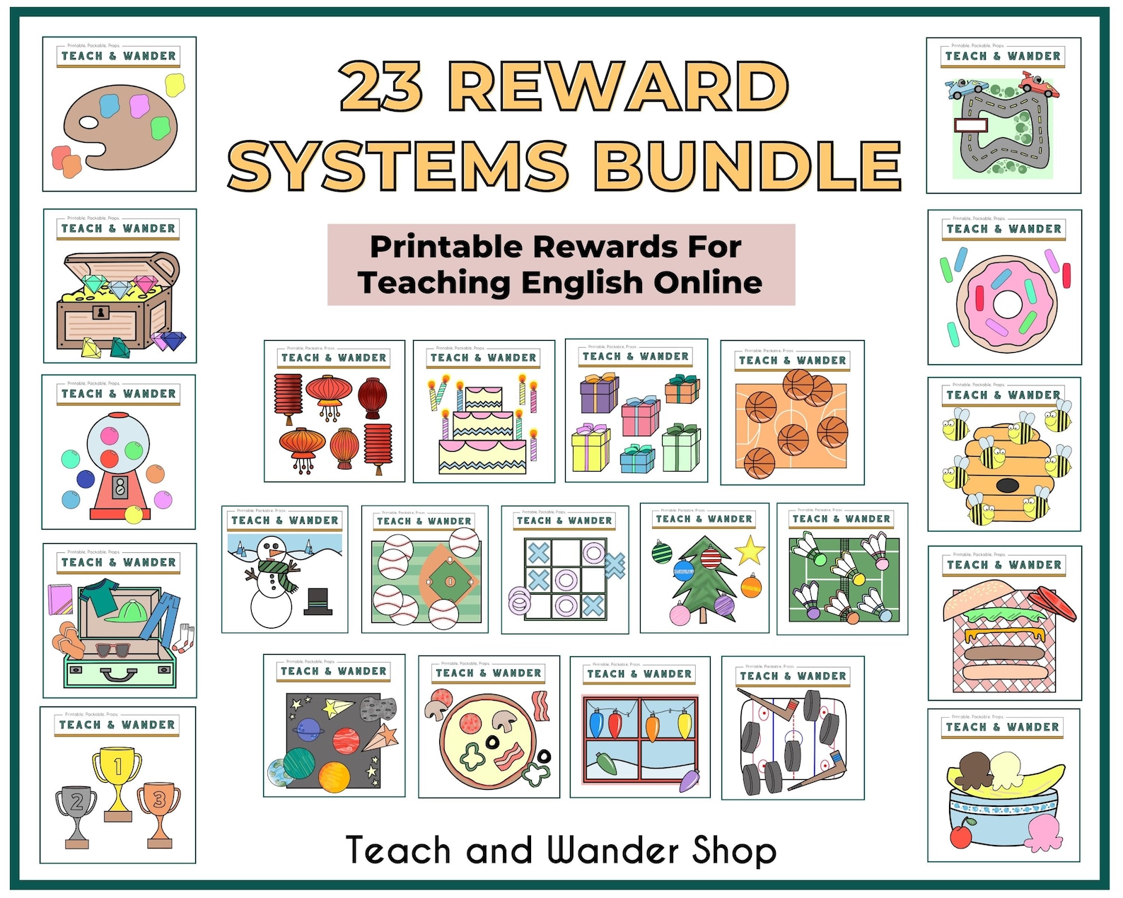 BUNDLE! 23 Printable Reward Systems for Teaching English Online ...