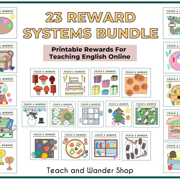 BUNDLE 23 Printable Reward Systems for Teaching English Online Online ...