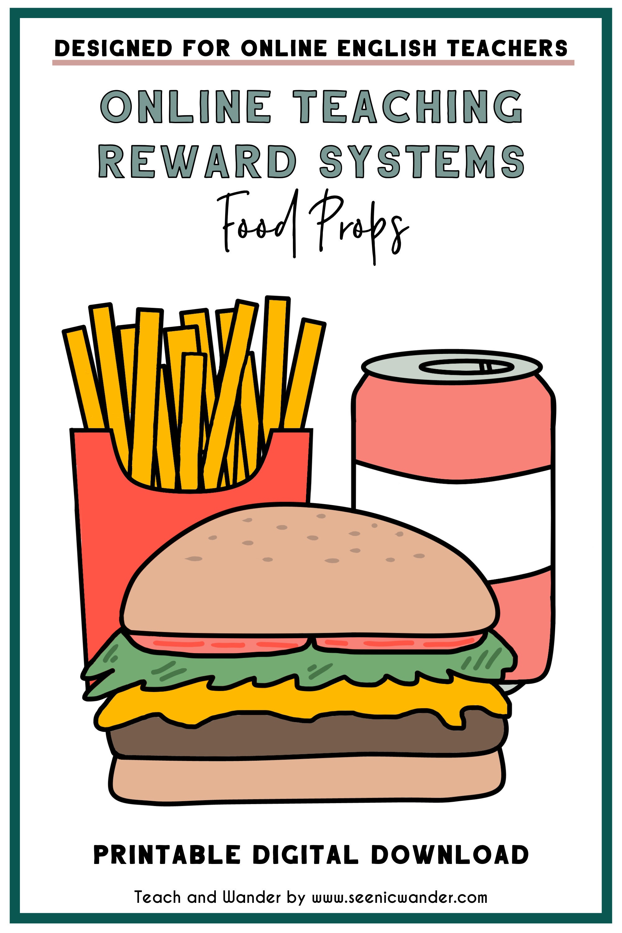 Food and Drink Props for Teaching English Online Cute Food Printables ...