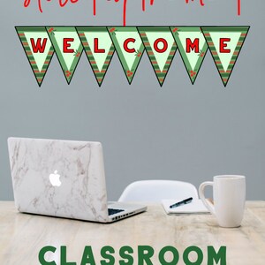 GREEN Holiday Classroom Welcome Banner | Online Classroom Background ...