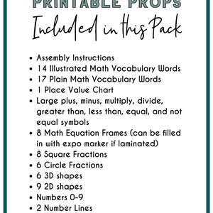 Math Basics Printable Props for Online English Teachers | Teaching Math ...