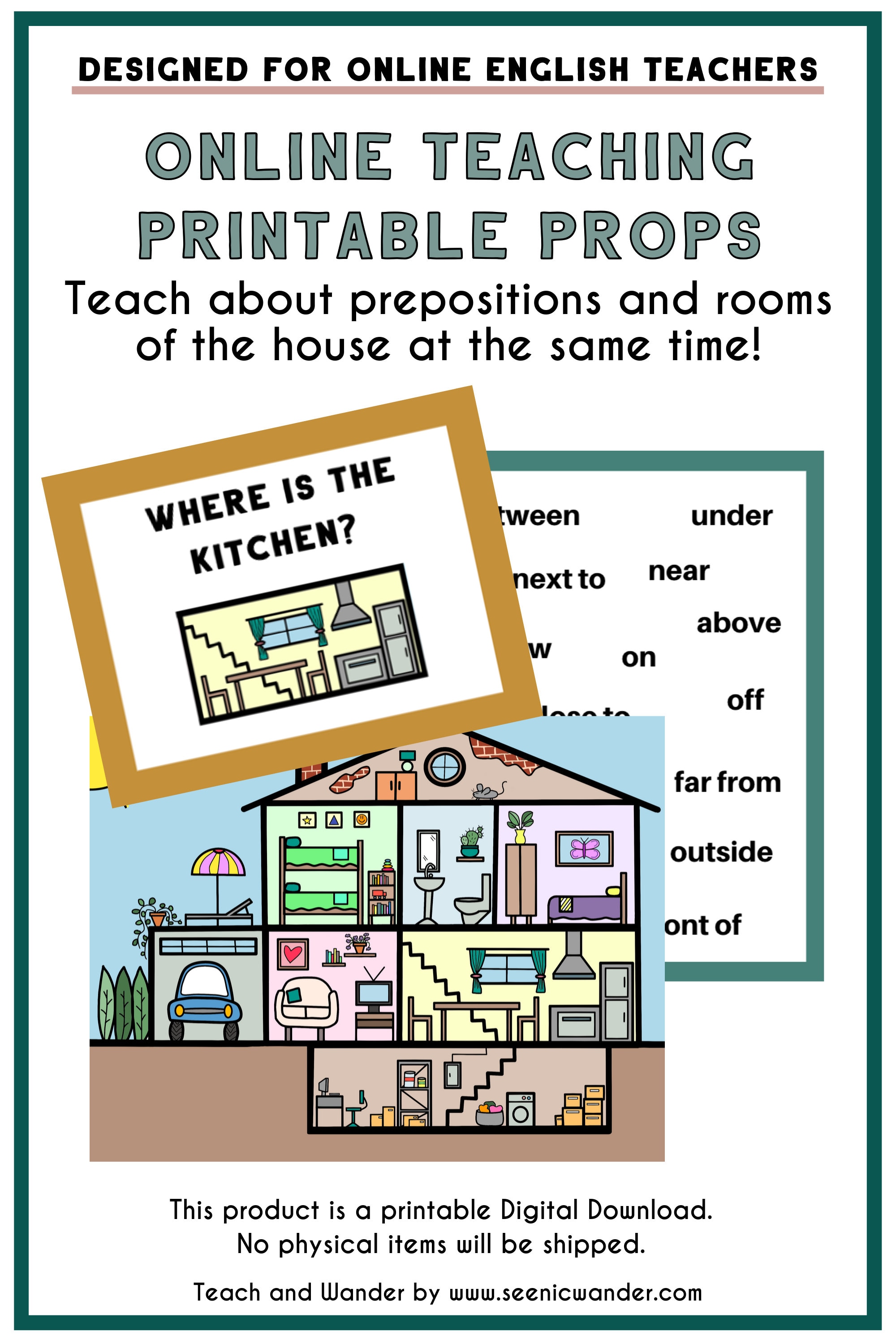 Around the House Printable Teaching Prepositions Activity Printable ...