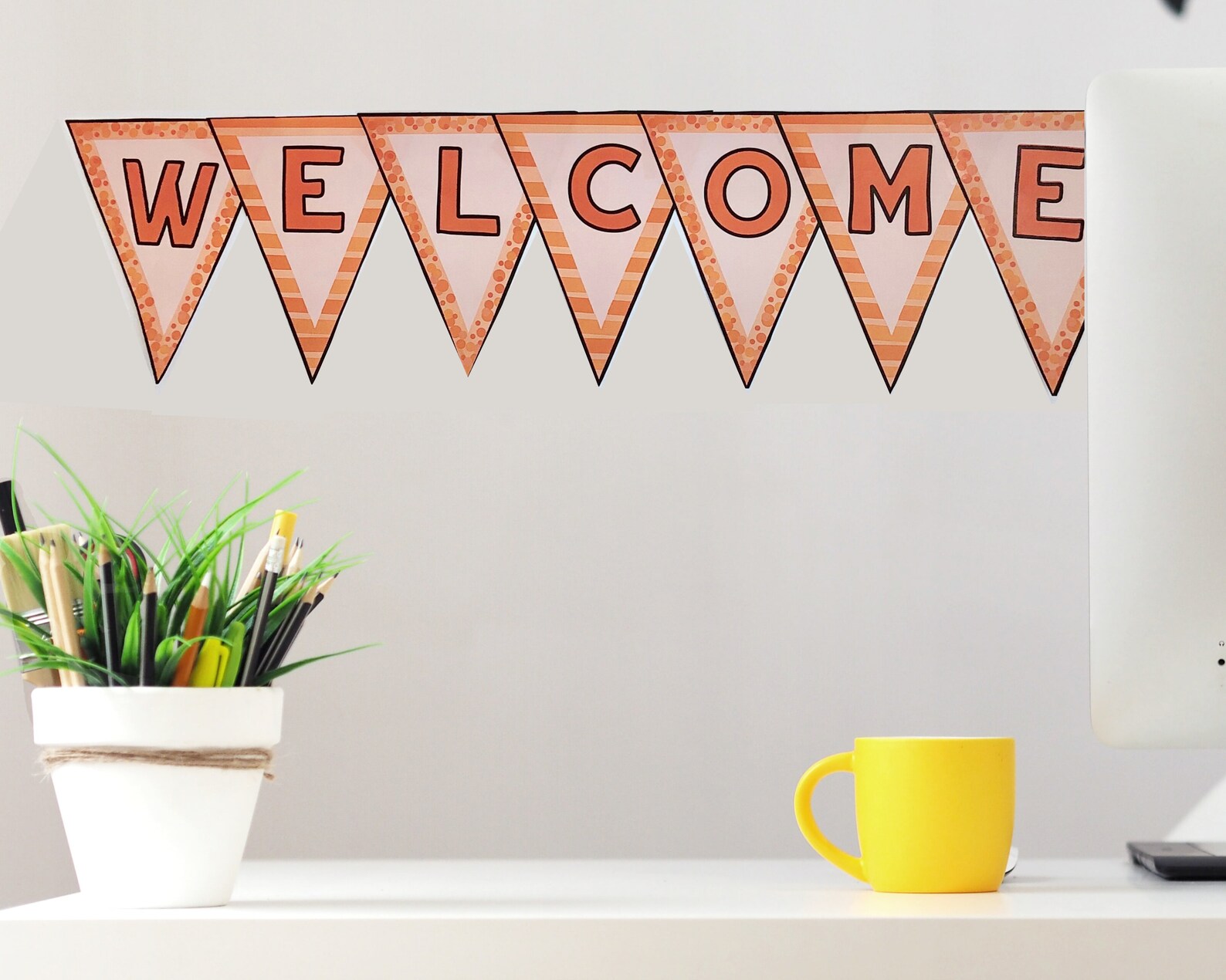 ORANGE Classroom Welcome Banner | Online Classroom Background | Online ...
