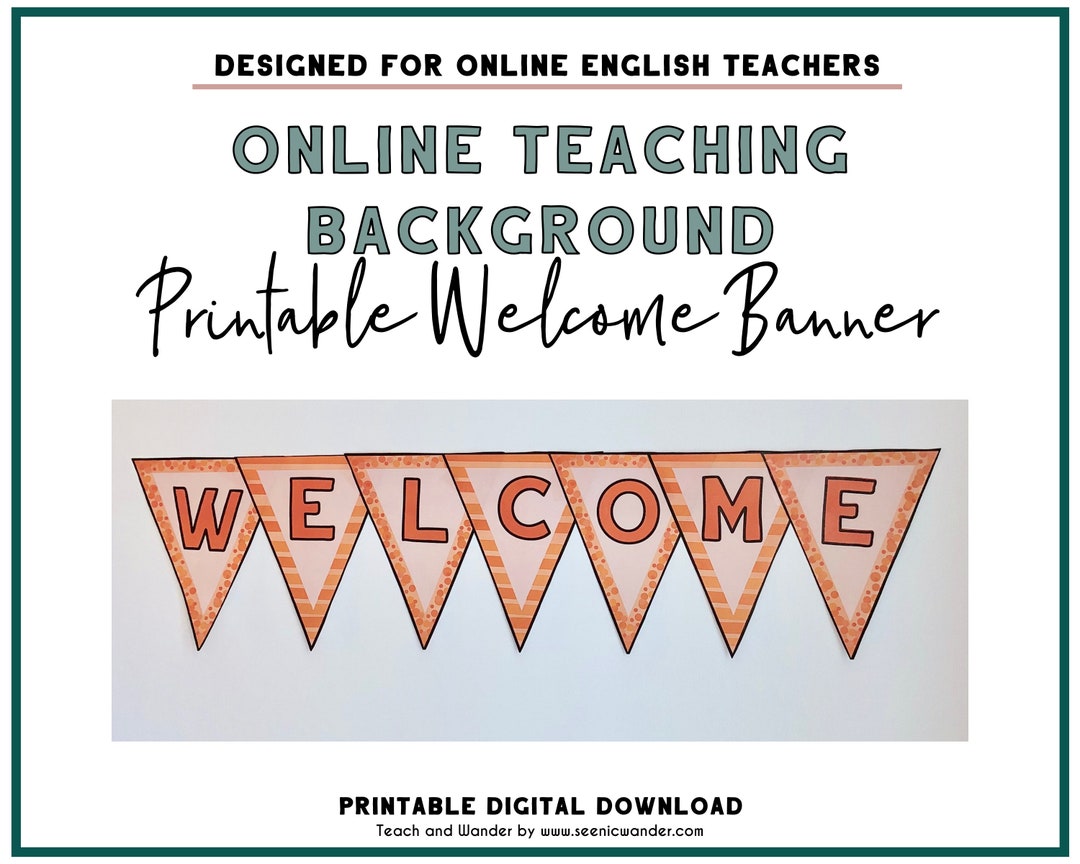 ORANGE Classroom Welcome Banner | Online Classroom Background | Online ...