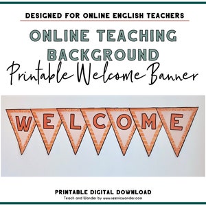 ORANGE Classroom Welcome Banner | Online Classroom Background | Online ...