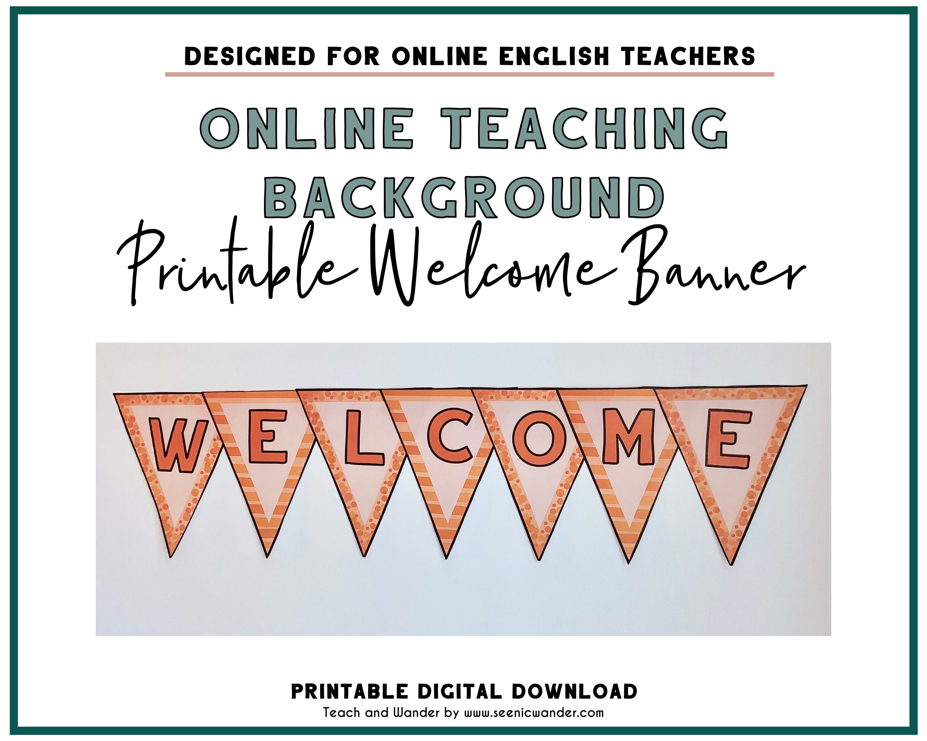 ORANGE Classroom Welcome Banner | Online Classroom Background | Online ...