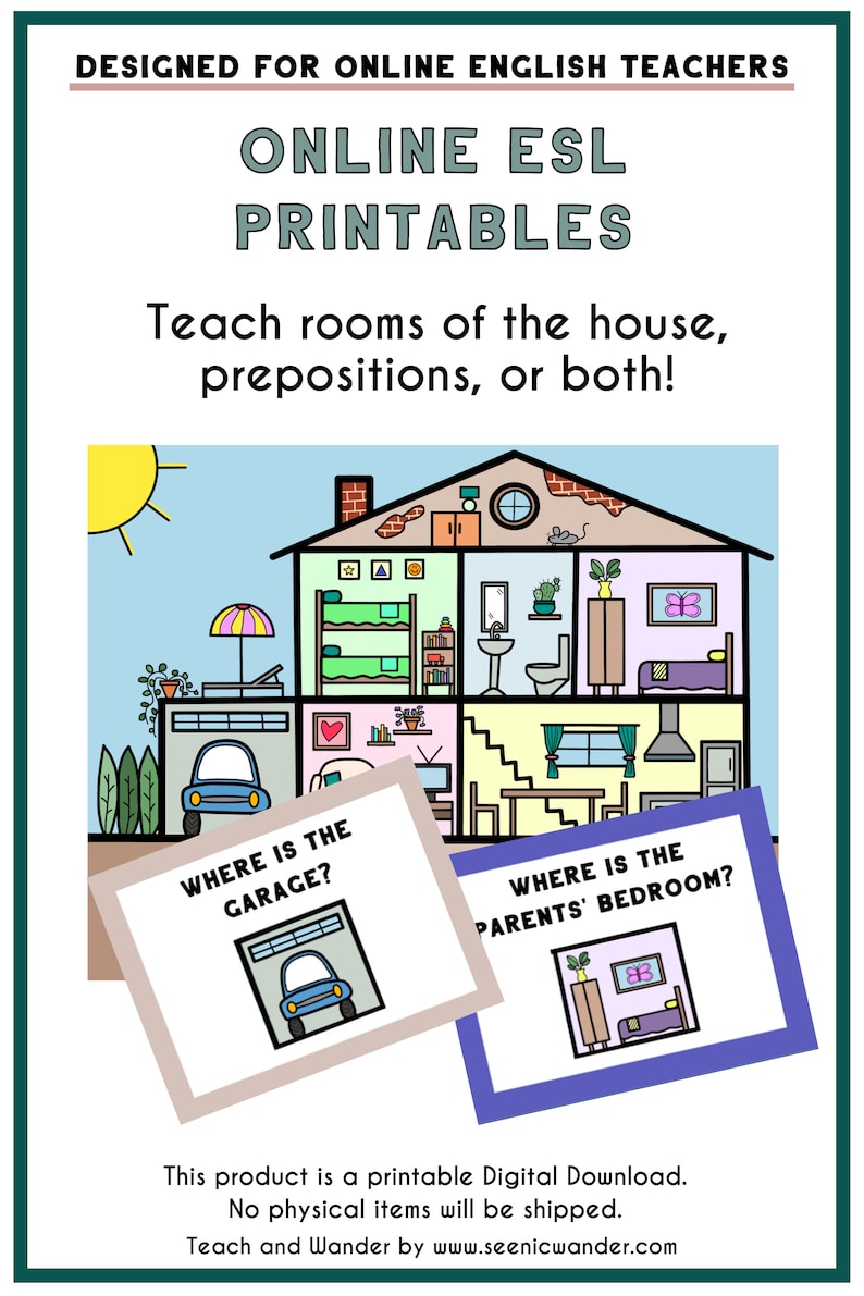 Around the House Printable | Teaching Prepositions Activity | Printable ...