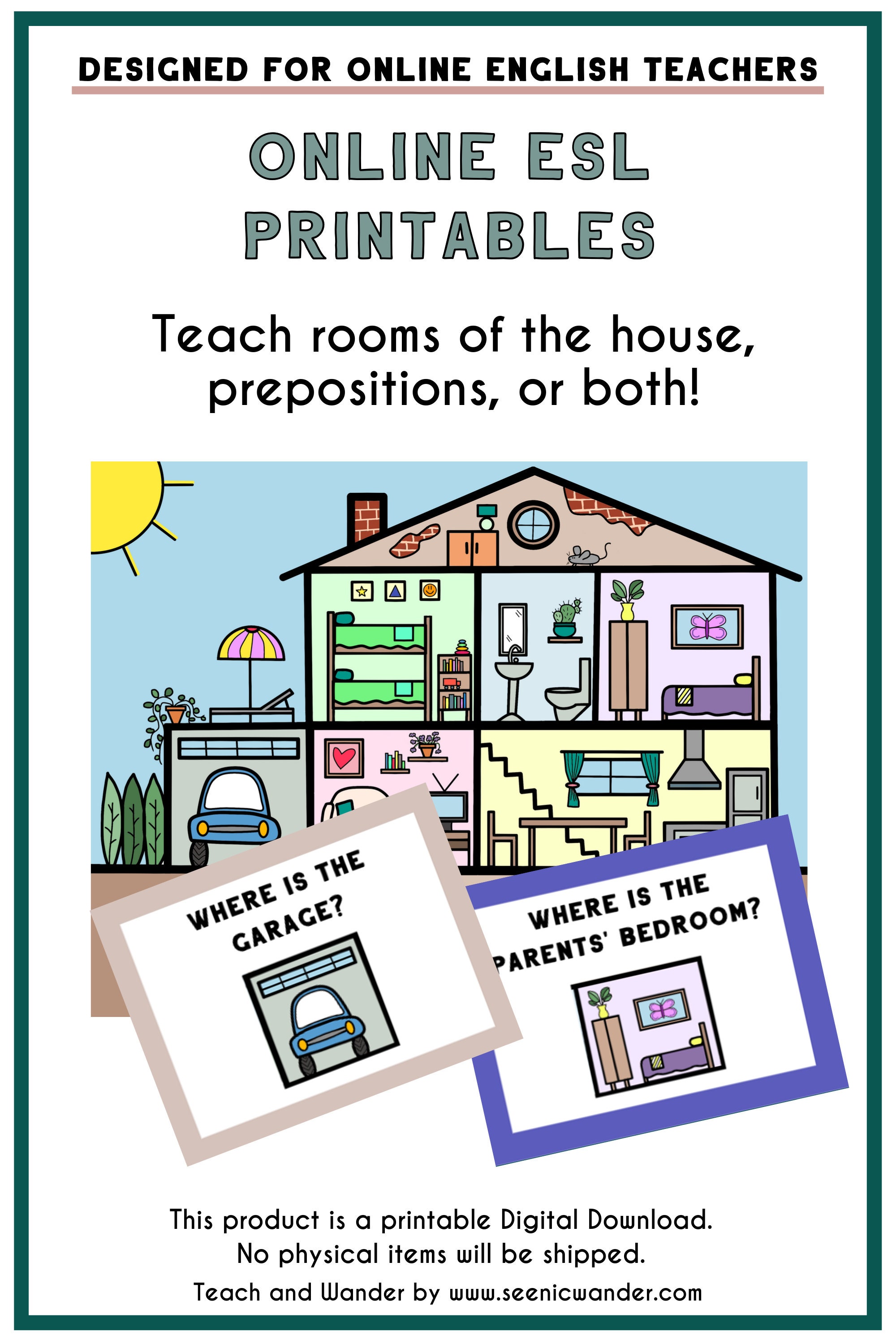 Around the House Printable | Teaching Prepositions Activity | Printable ...