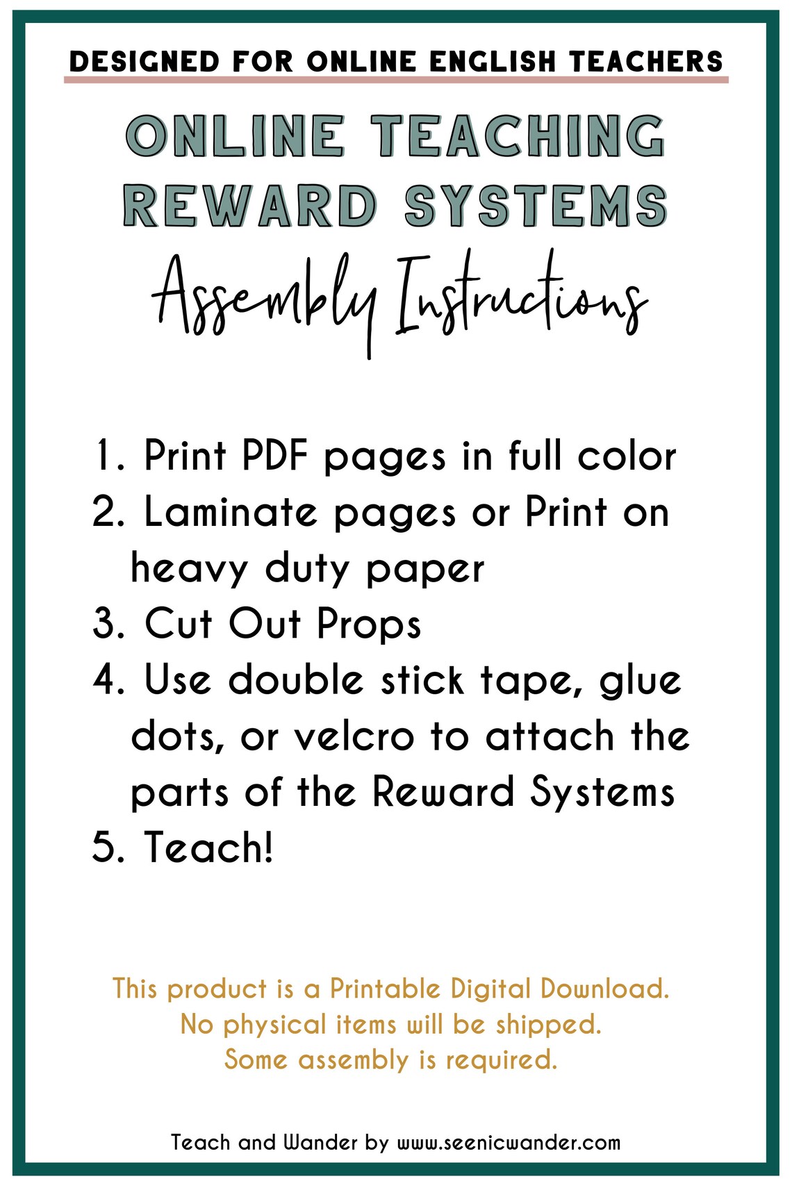Reward System Pack 1 | Printable Rewards for Online English Teachers ...