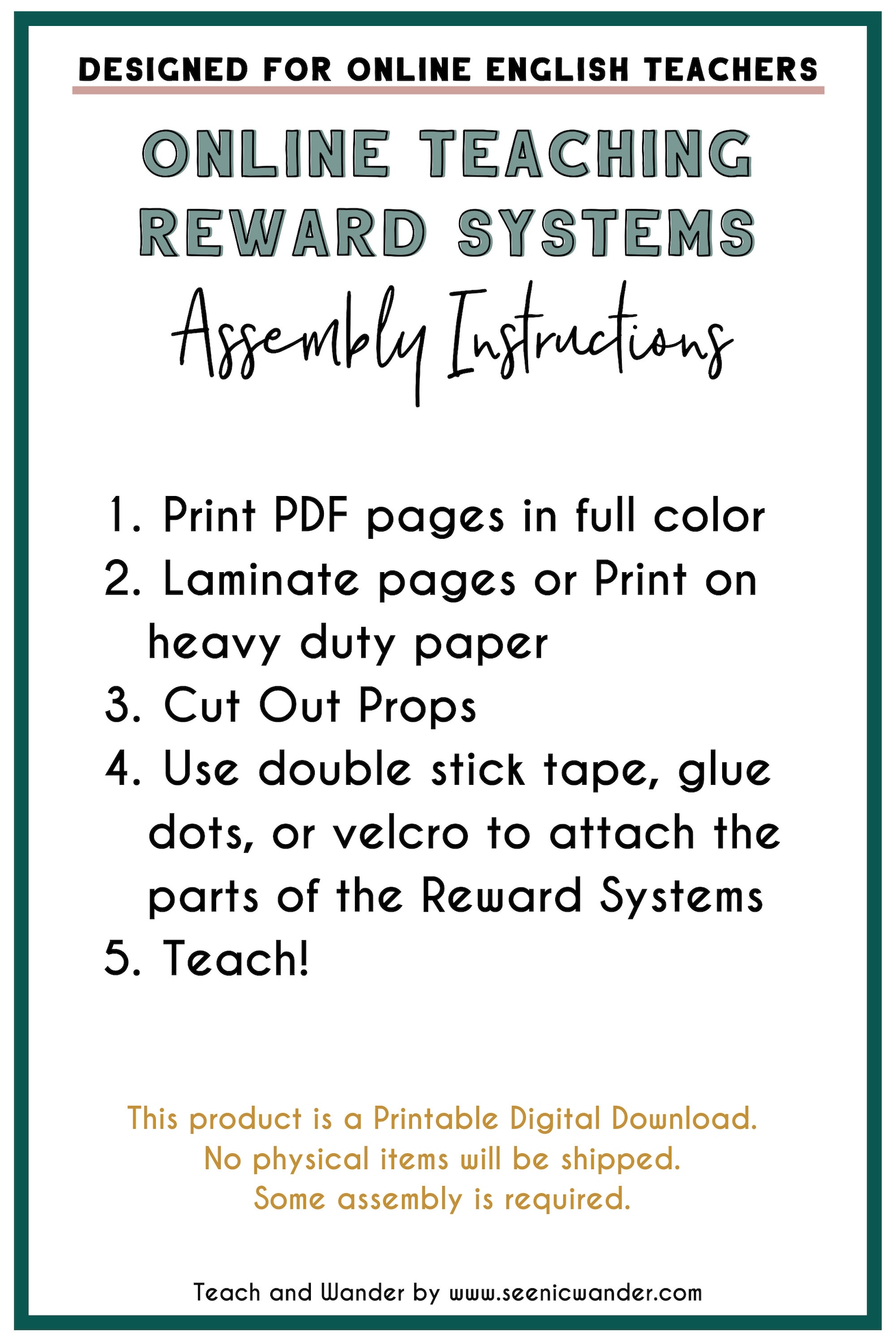 Reward System Pack 1 | Printable Rewards for Online English Teachers ...