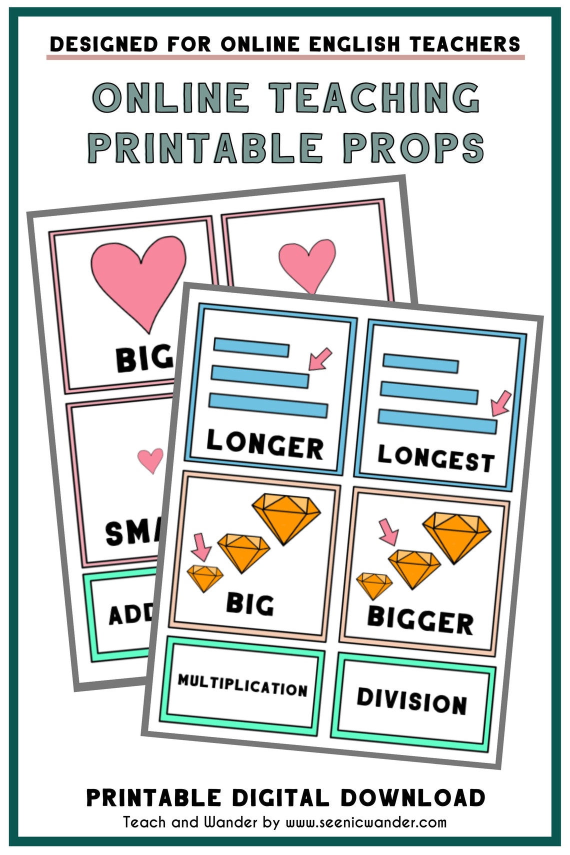 Math Basics Printable Props for Online English Teachers | Teaching Math ...