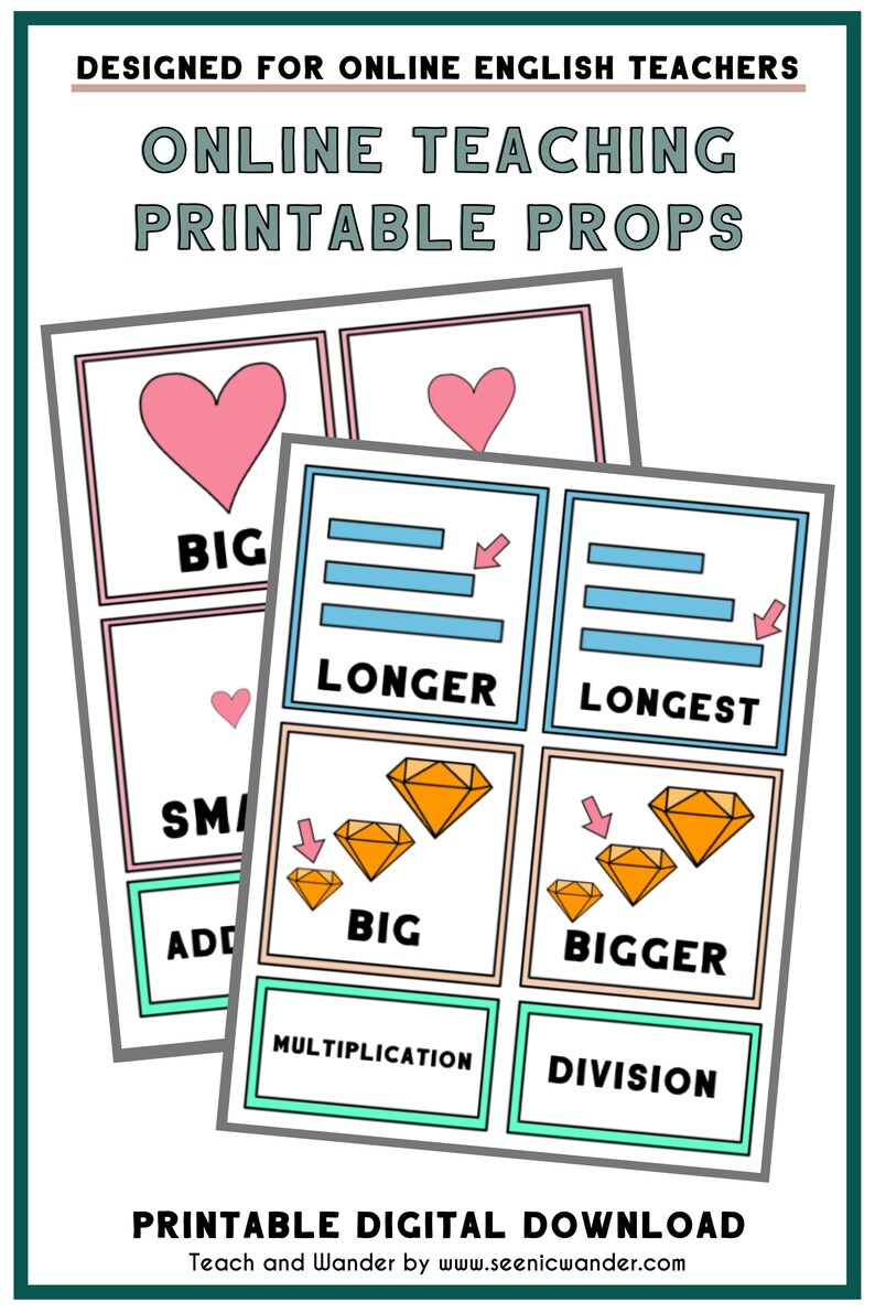 Math Basics Printable Props for Online English Teachers | Teaching Math ...