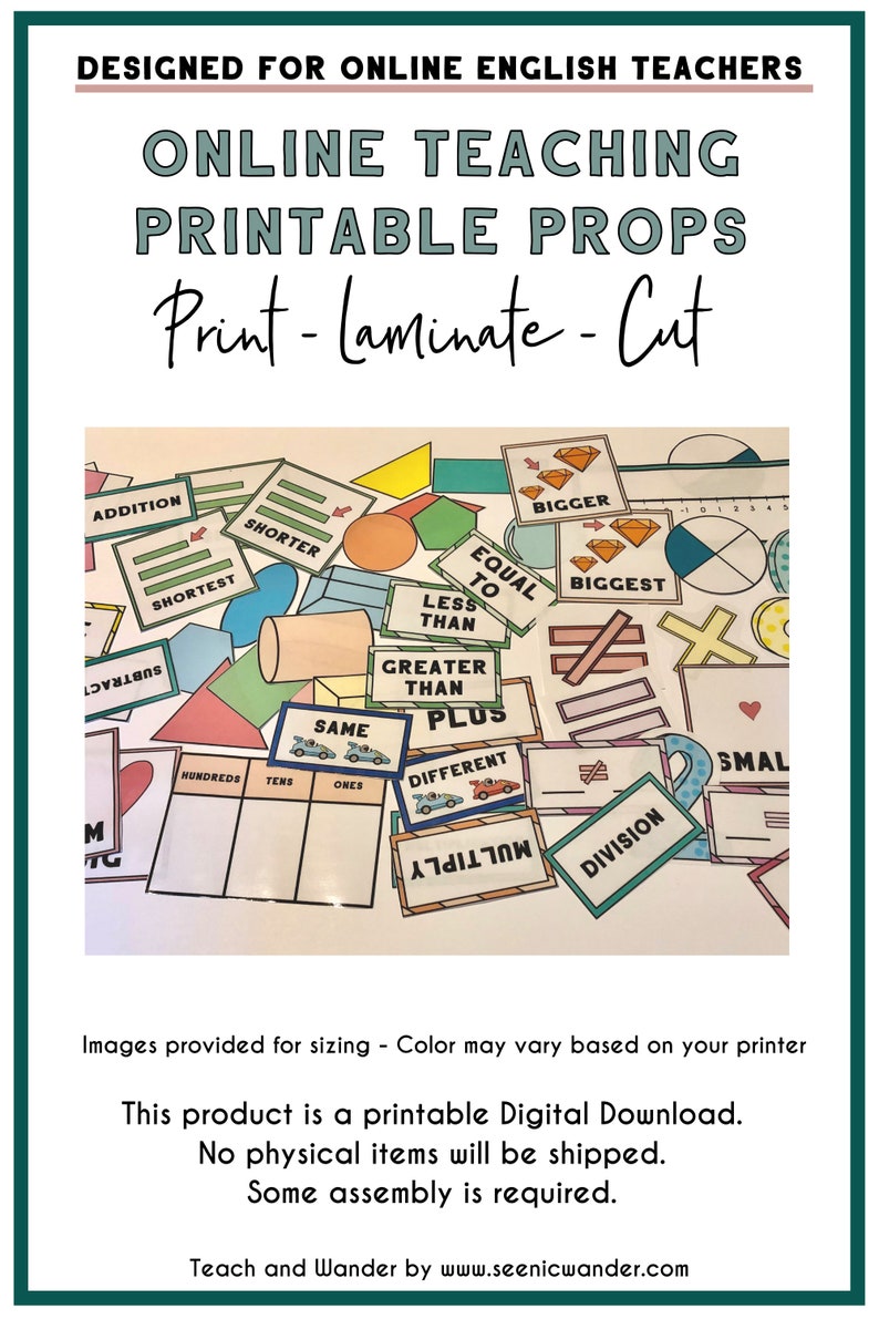 Math Basics Printable Props for Online English Teachers | Teaching Math ...