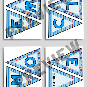BLUE Classroom Welcome Banner | Online Classroom Background Printable ...